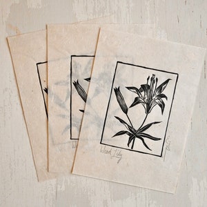 Linocut Wildflower - Wood Lily - Etsy