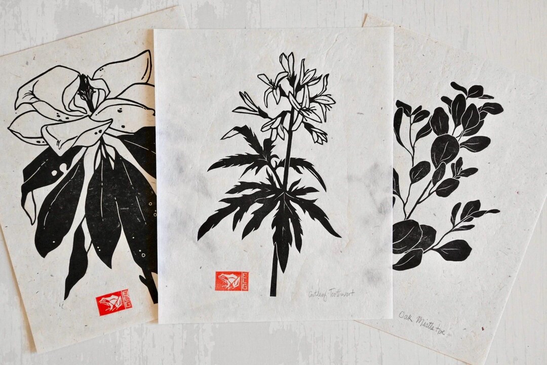 Cutleaf Toothwort - Original Linocut Wildflower Print - Etsy