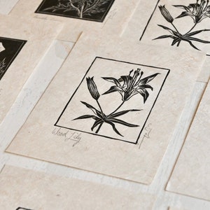 Linocut Wildflower - Wood Lily - Etsy