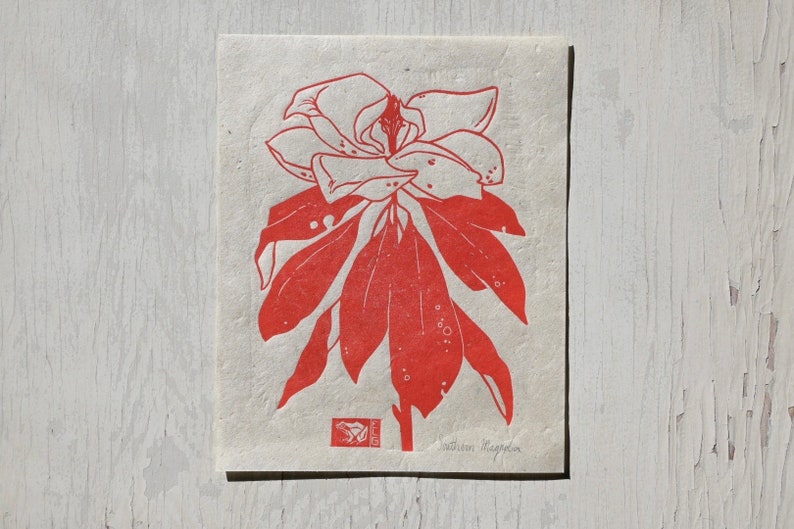 Southern Magnolia - Linocut Print - Etsy
