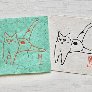 Cat on Stairs Linocut Print Modern Art Minimalist Modern Meme - Etsy