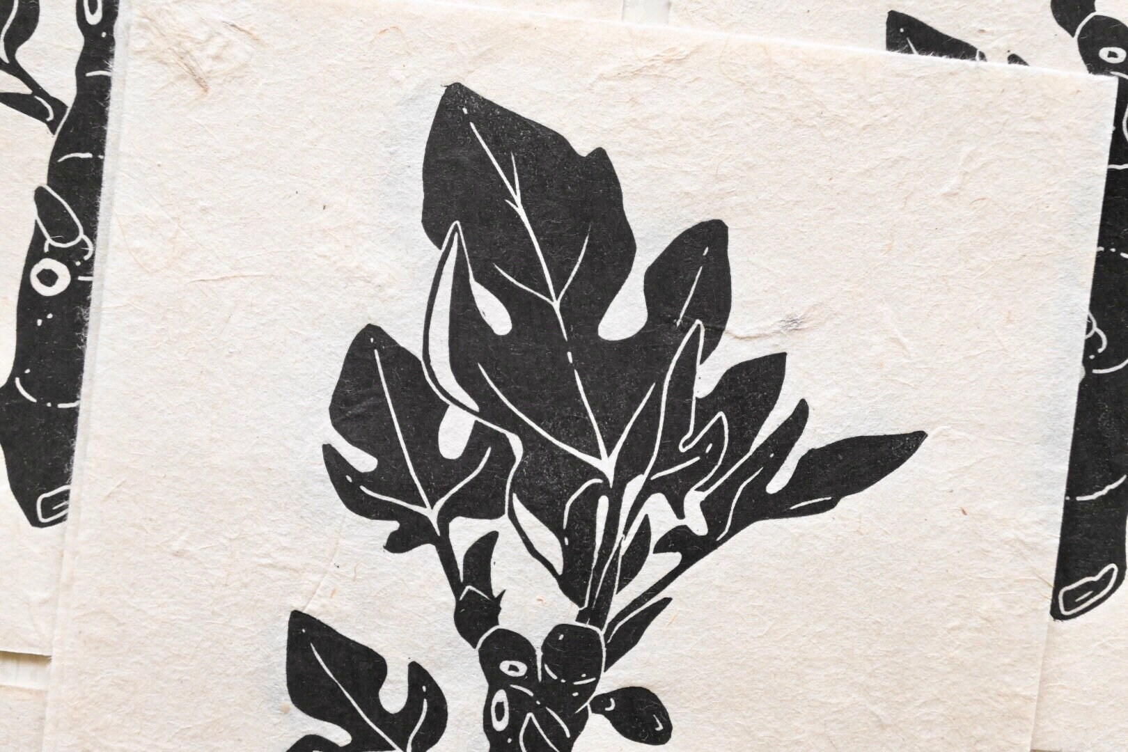 Fig Branch - Botanical Linocut Print