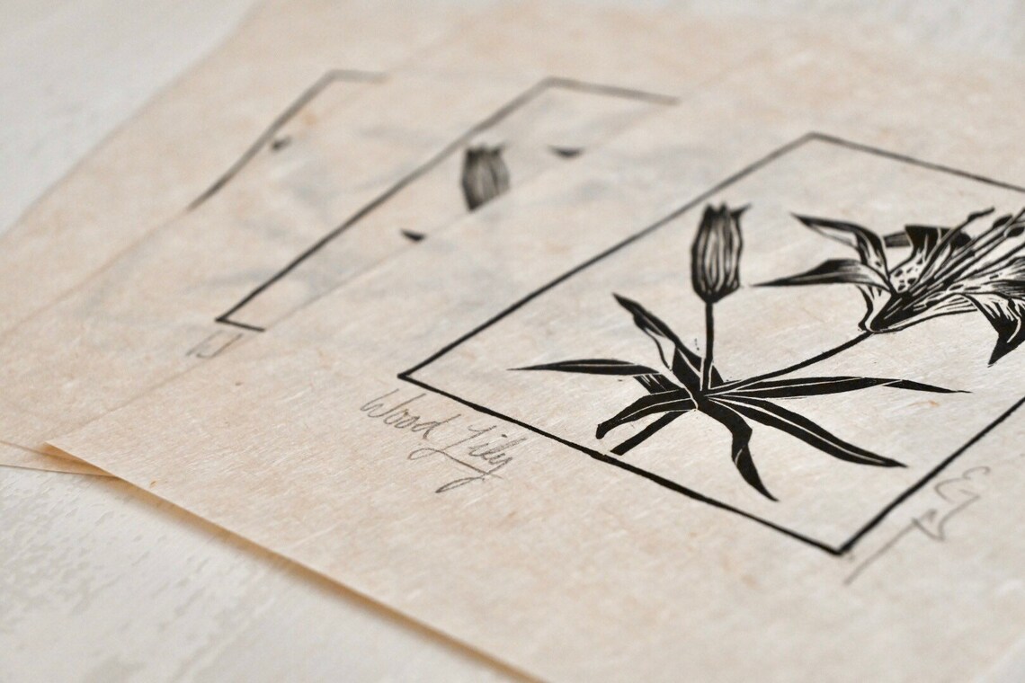 Linocut Wildflower Wood Lily - Etsy