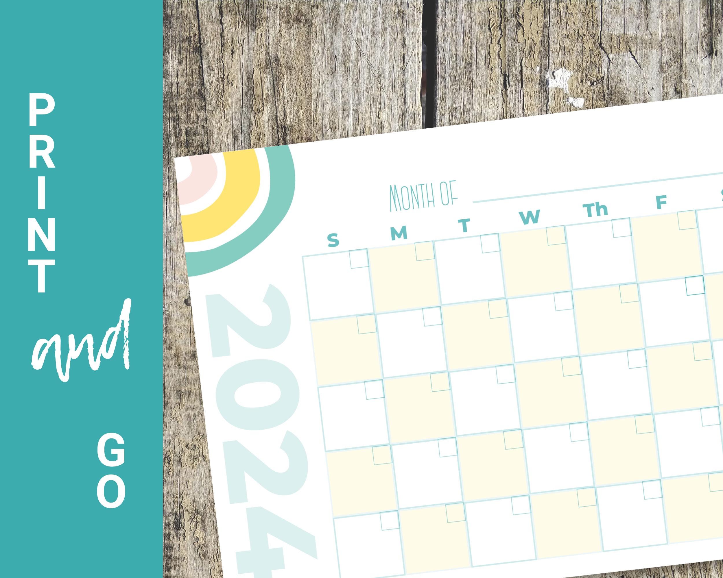 Editable Printable 2024 Calendar | Landscape Calendar | Monthly Yearly ...
