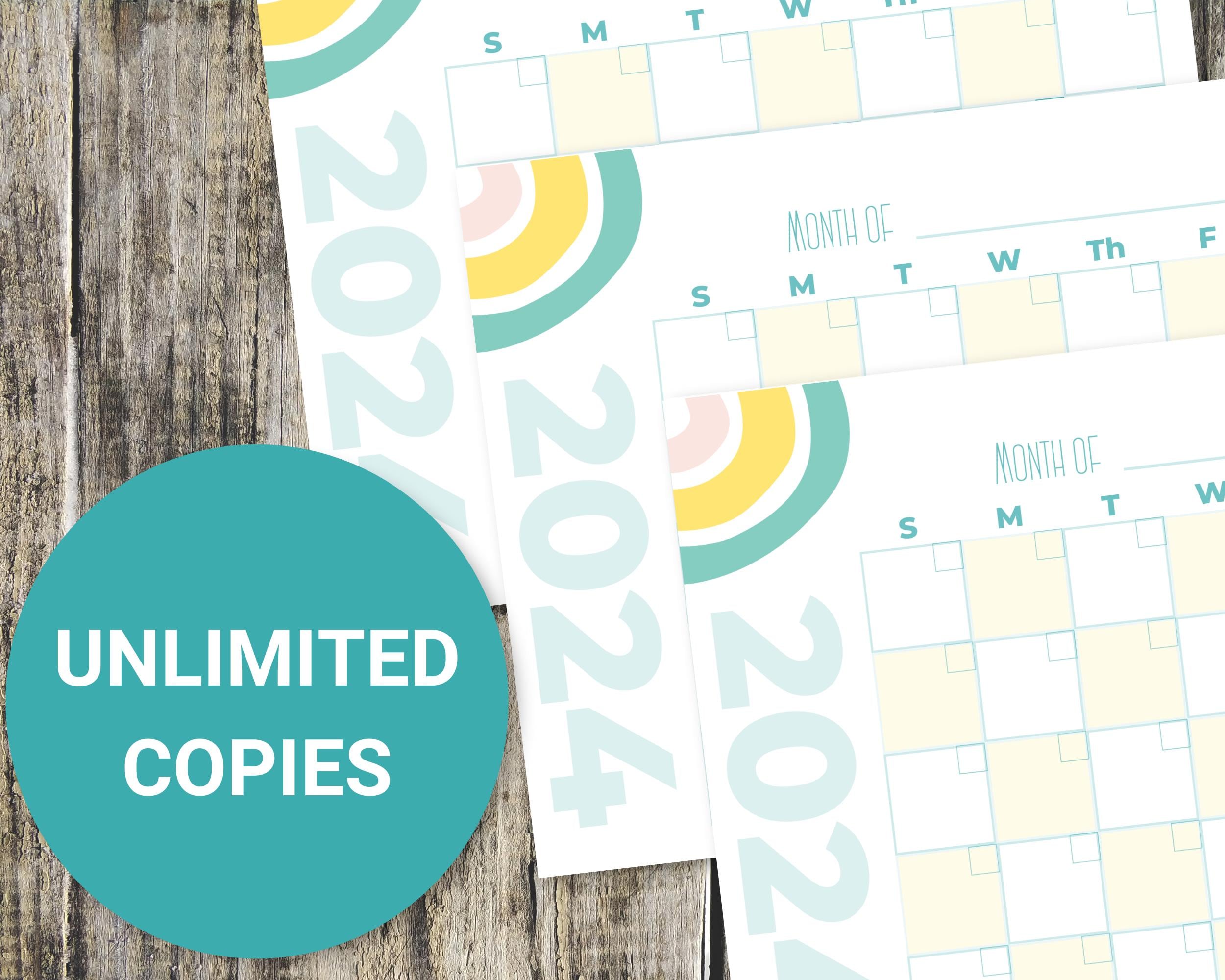 Editable Printable 2024 Calendar | Landscape Calendar | Monthly Yearly ...