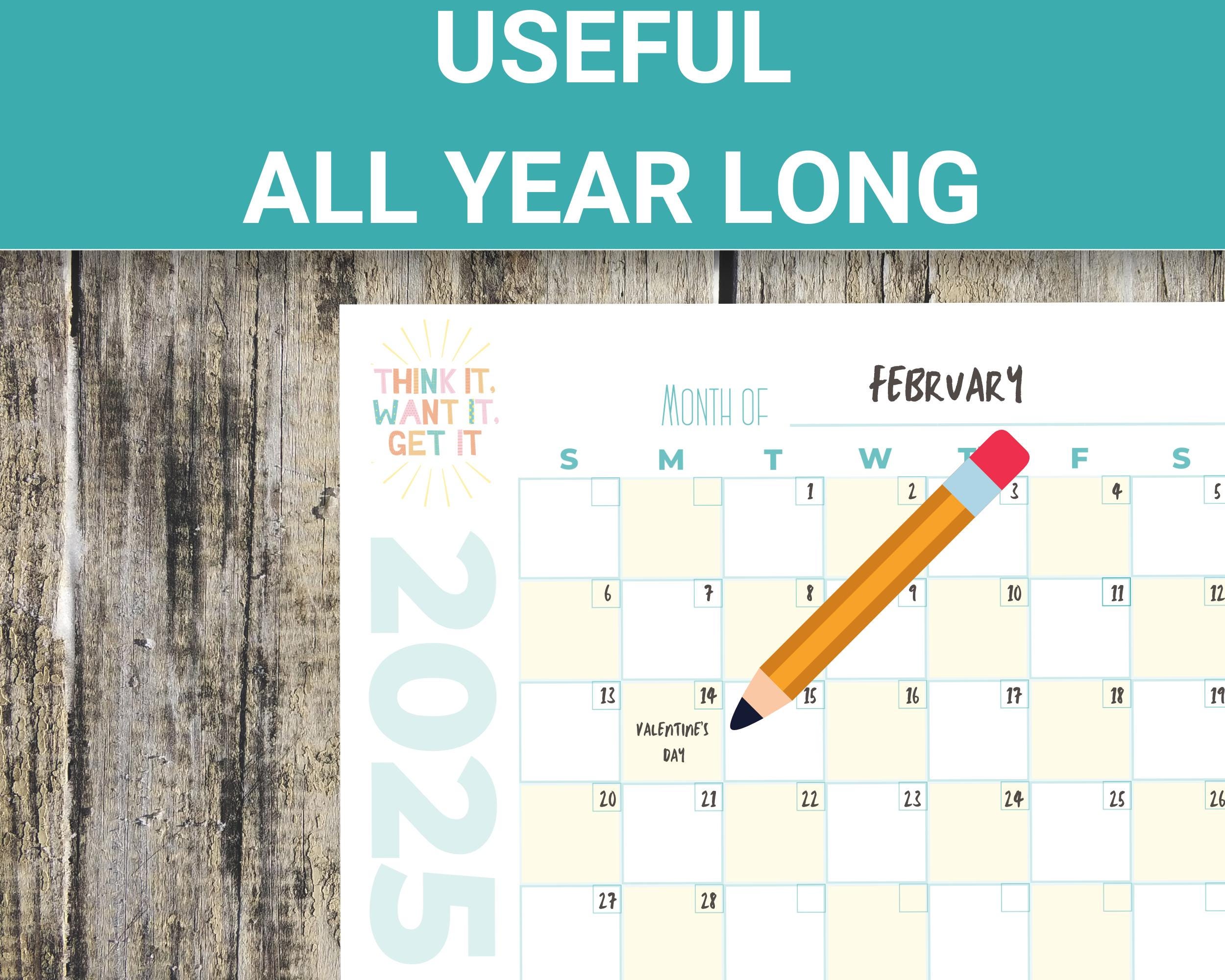 Editable Printable 2025 Calendar | Landscape Calendar | Monthly Yearly ...