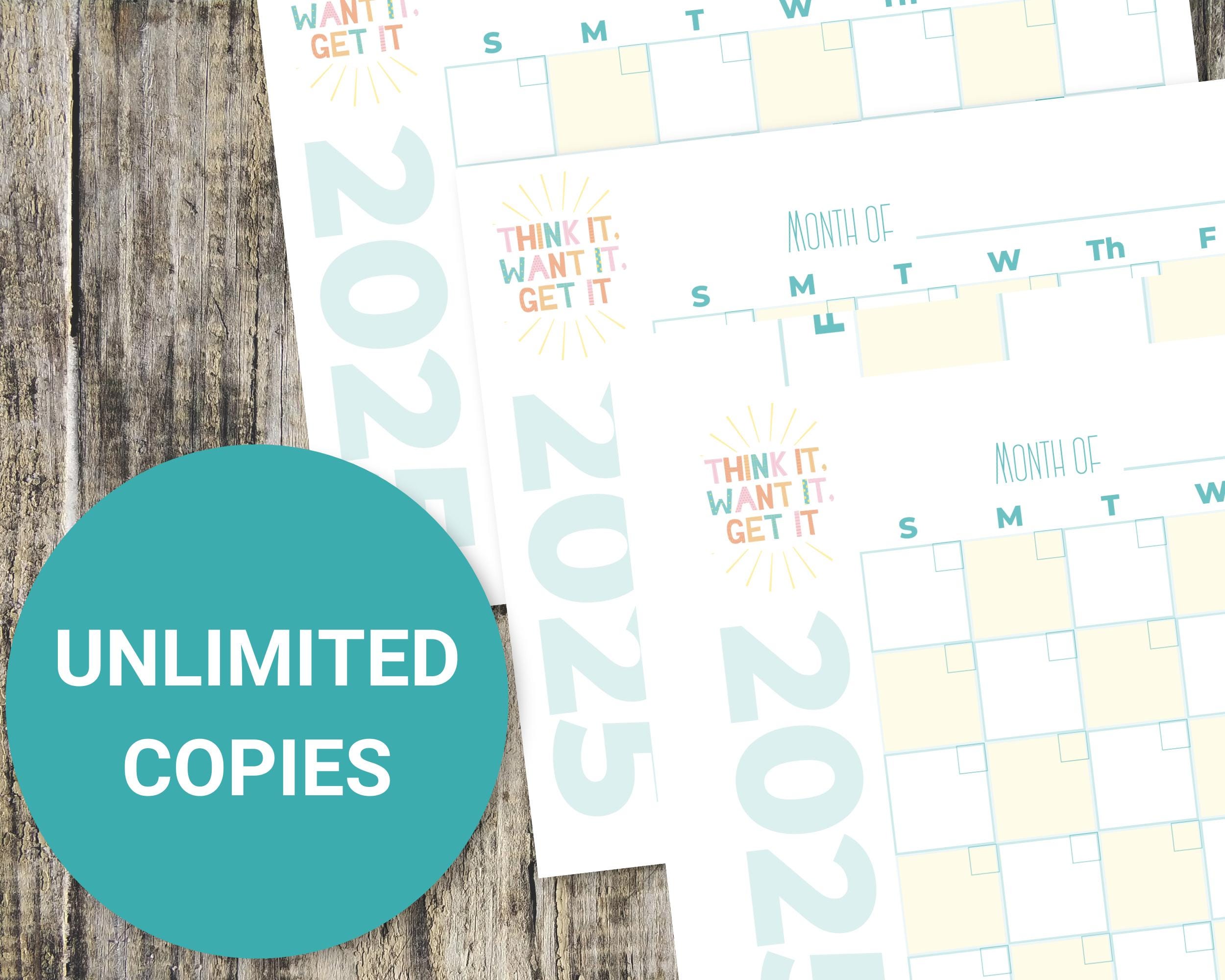 Editable Printable 2025 Calendar | Landscape Calendar | Monthly Yearly ...
