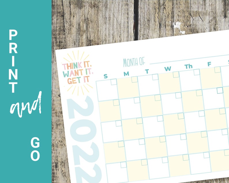 Editable Printable 2022 Calendar Landscape Calendar - Etsy