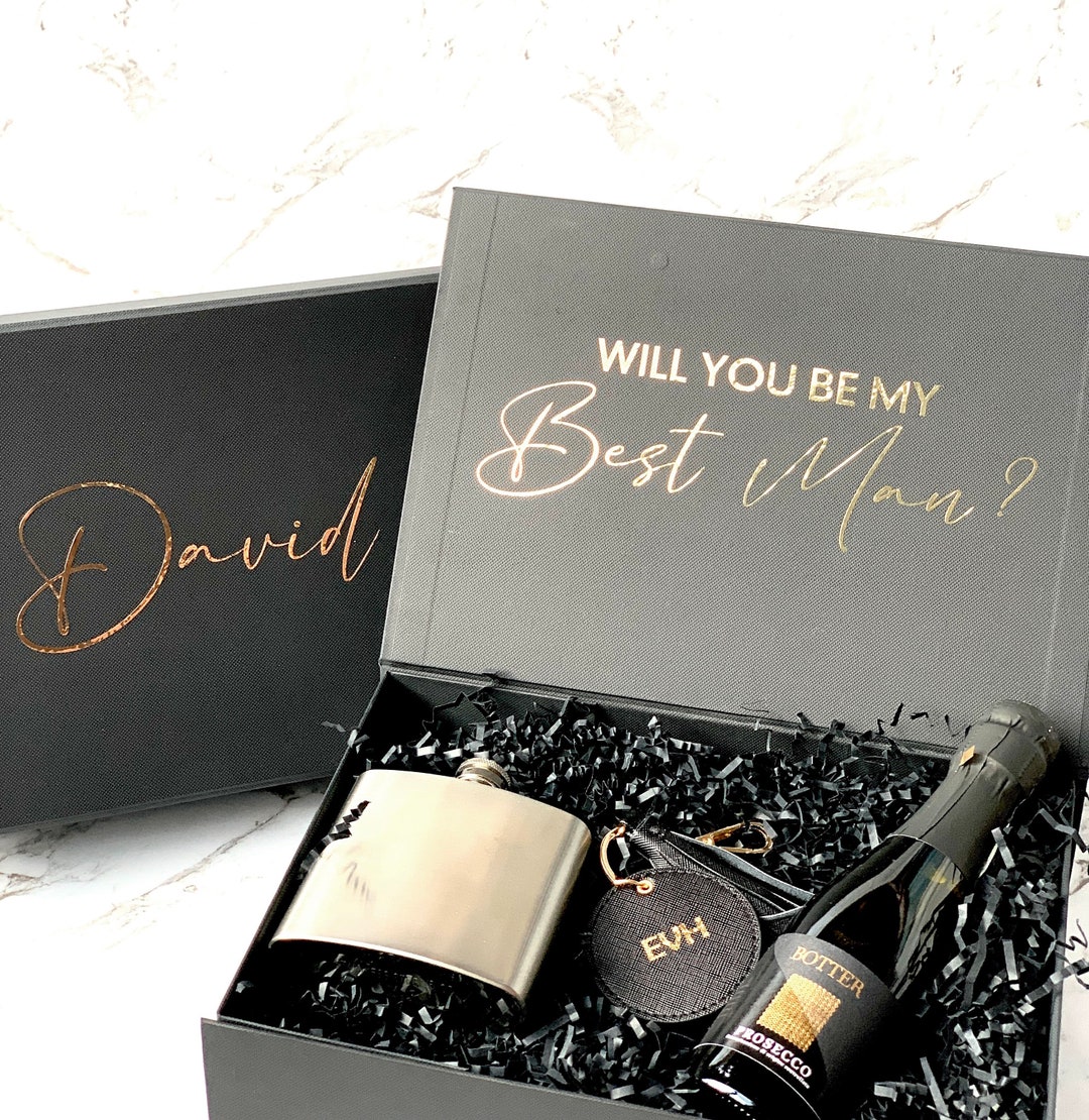 BLACK LUXURY Proposal Box, Magnetic Closure Box, Groomsmen Box ...