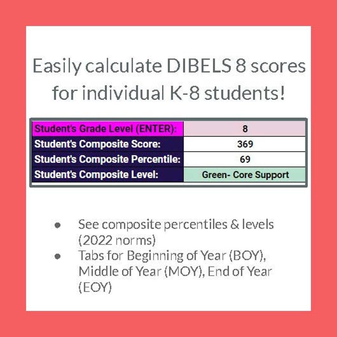 DIBELS Score Calculator for Individual Students - Etsy