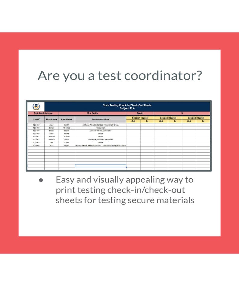 Testing Check-out/in Sheets- Perfect for School Test Coordinators! - Etsy