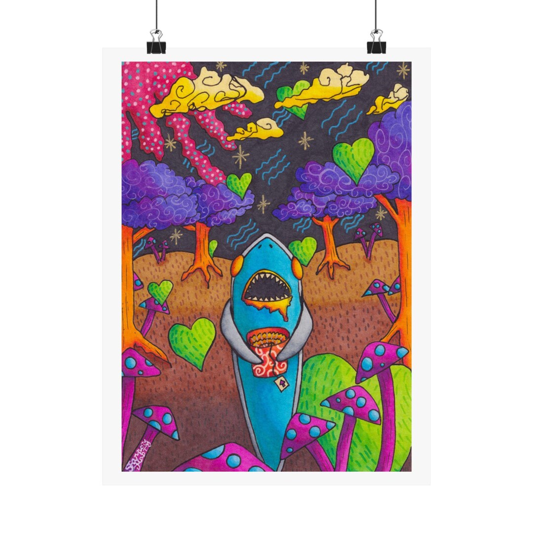 Trippy Shark-matte Posters-marker Drawing Prints - Etsy