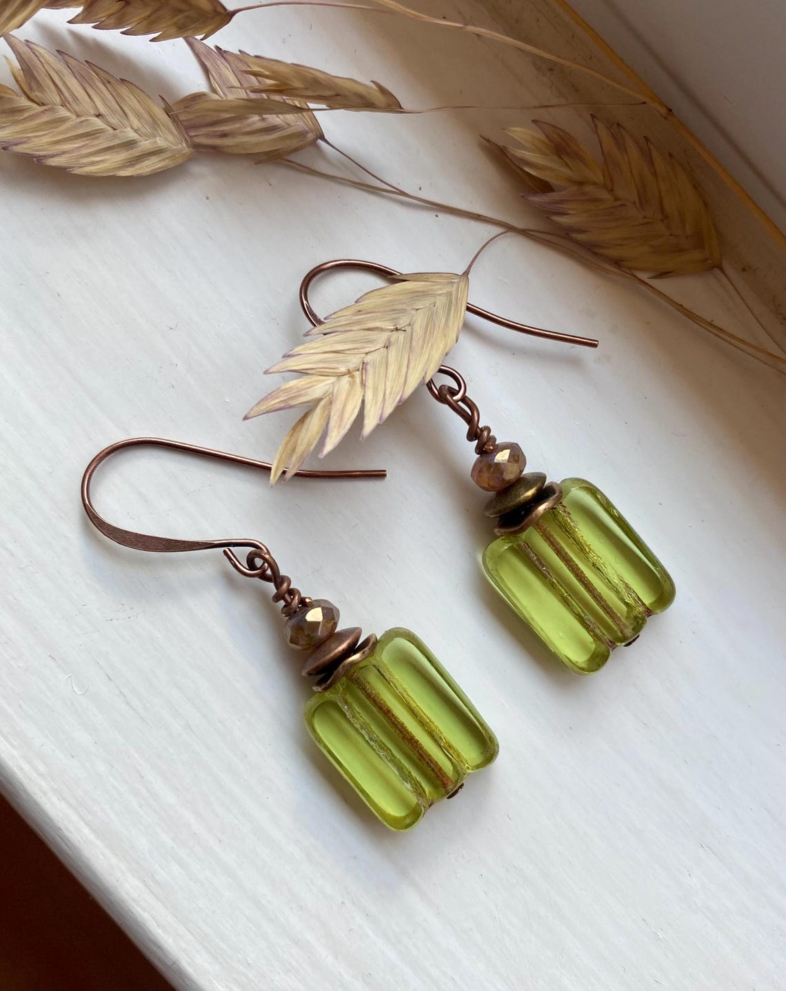 Ecology ~ Boho Light Green Earrings ~ Boho Dangles ~ Unique Earrings ...