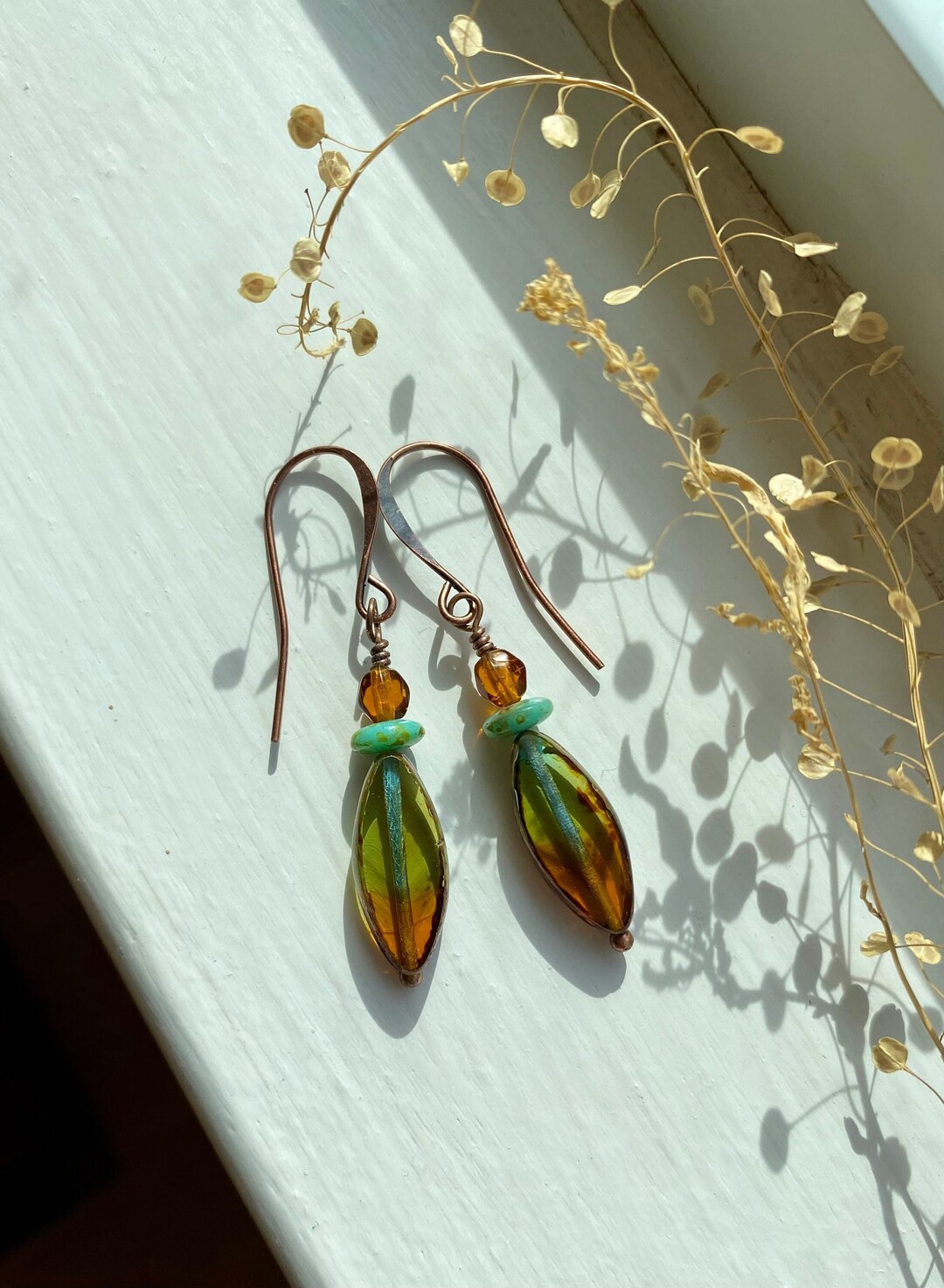 Riverbank ~ Earthy Colorful Spindle Earrings ~ Boho Artsy Earrings ...