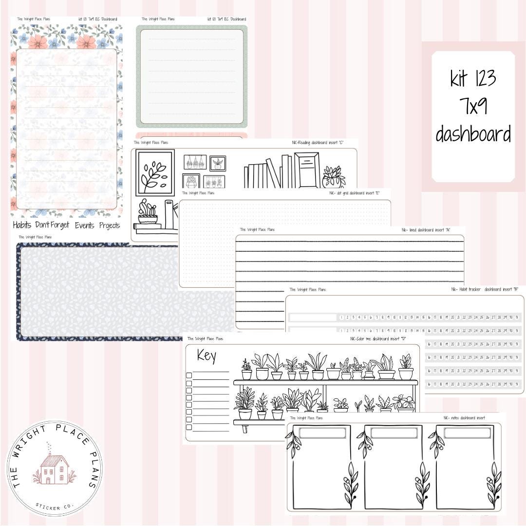 Kit 123 7x9 Dashboard Kit Erin Condren Planner Removable Stickers - Etsy