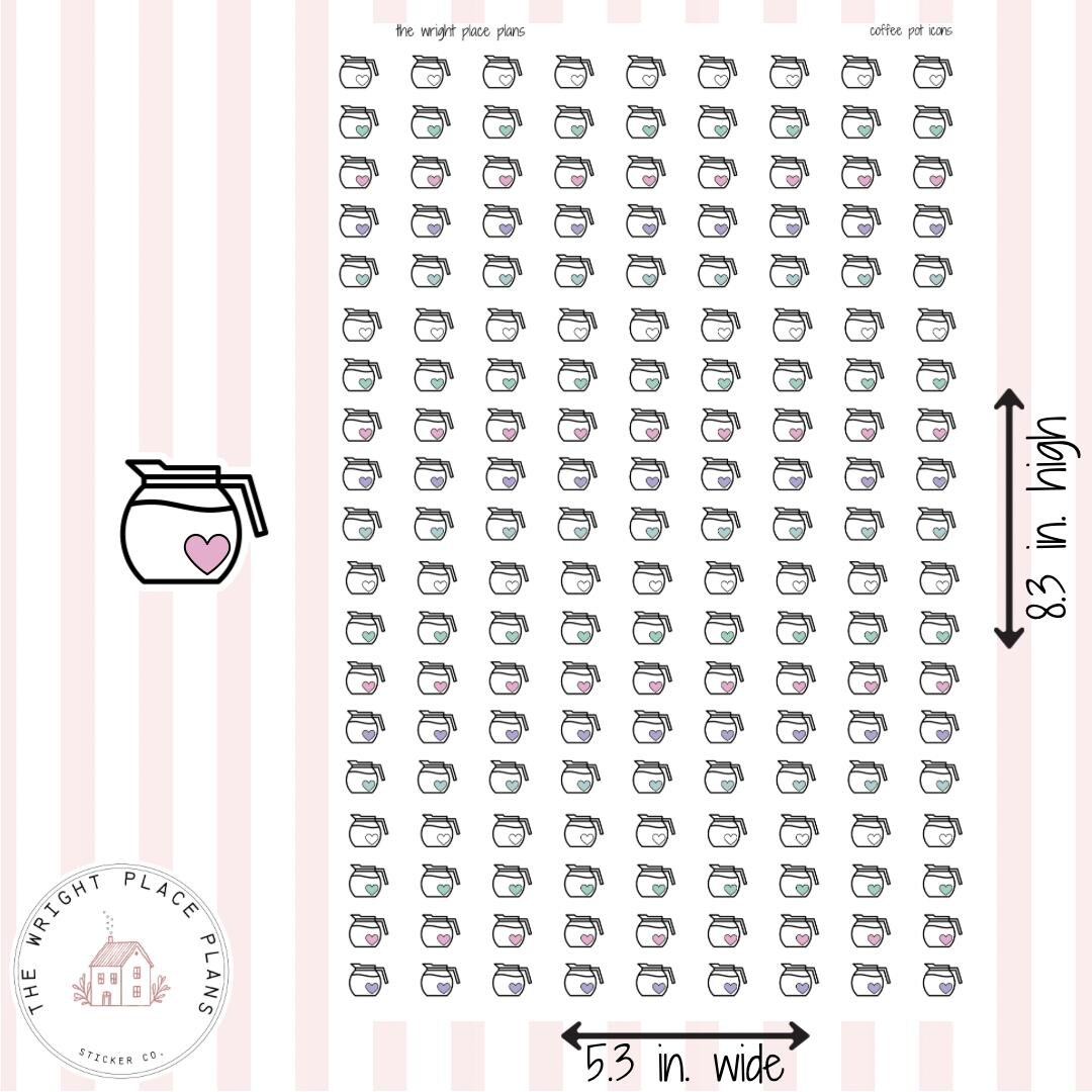 Coffee Pot Sticker Sheet: Pastel Planner Stickers, Mini Icons - Etsy