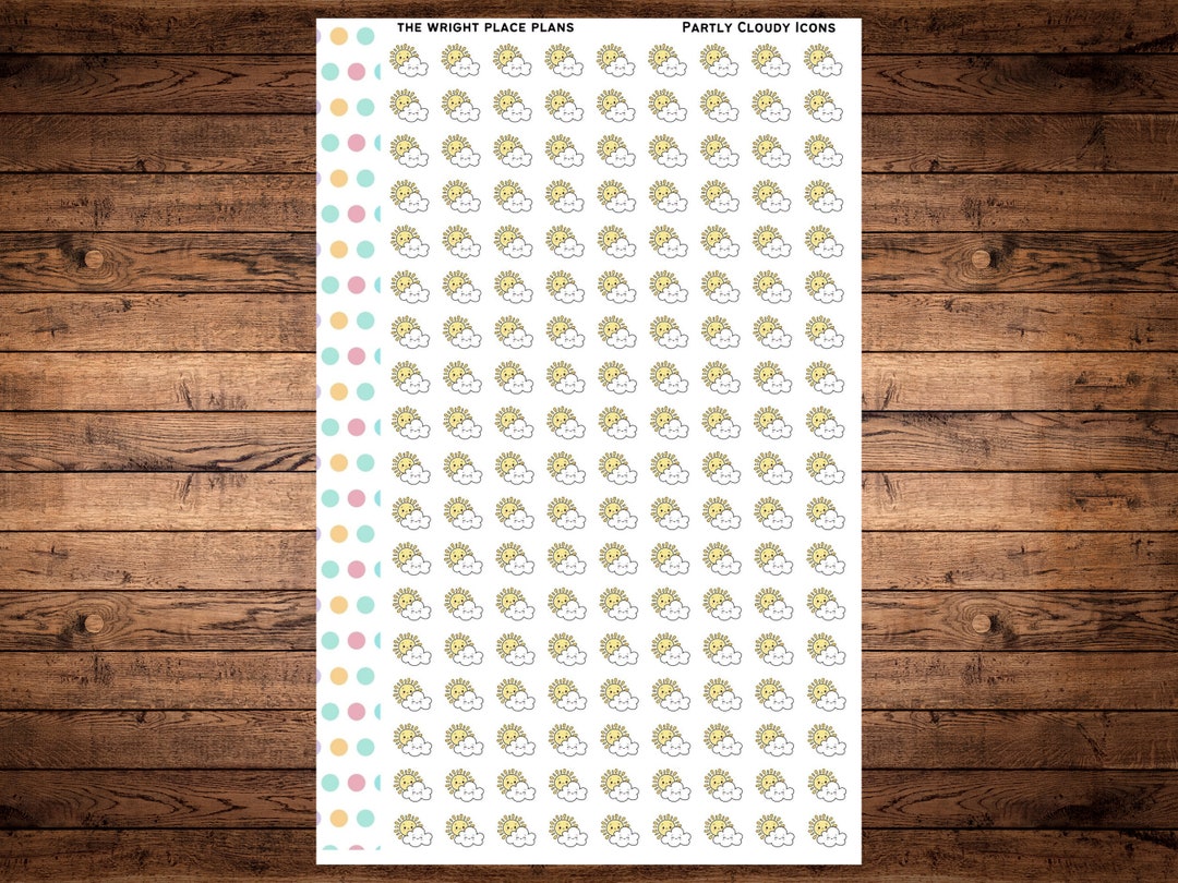 Partly Cloudy Icons Planner Stickers Erin Condren Plum Paper - Etsy
