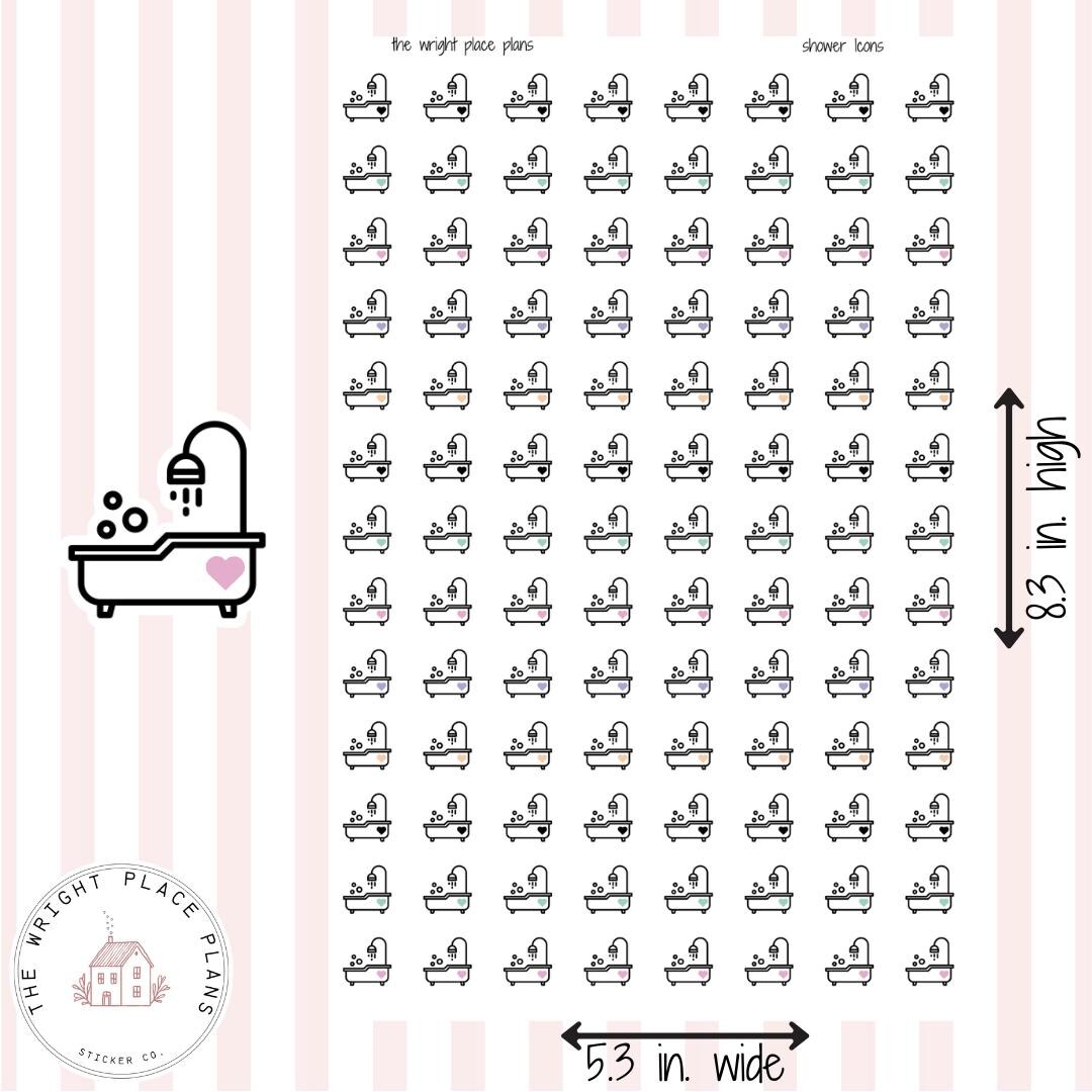 Shower Icons Sticker Sheet: Self-care Planner Stickers - Etsy