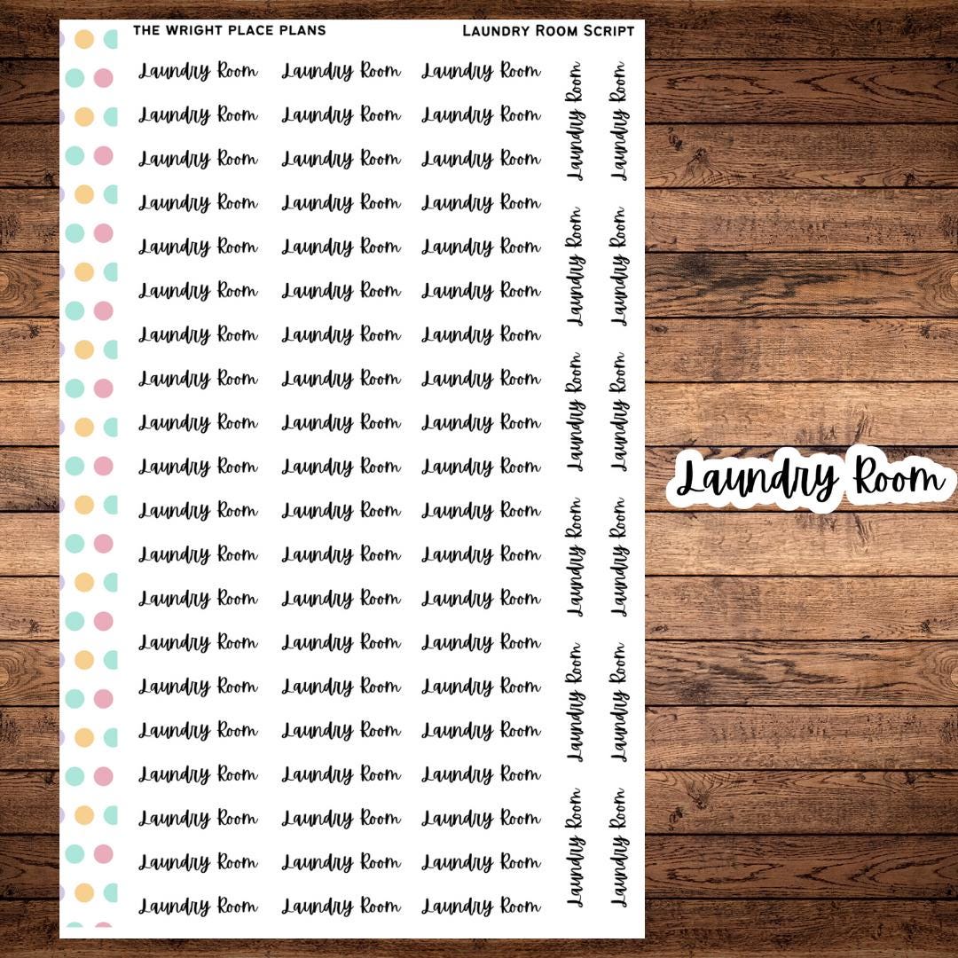 Laundry Room Cleaning Zone Script Planner Stickers Erin Condren Plum ...