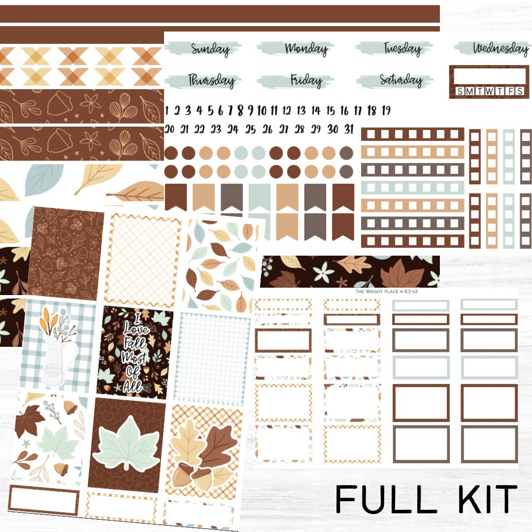 Kit 63 Nuts About Fall Weekly Vertical Erin Condren Plum Paper Happy ...