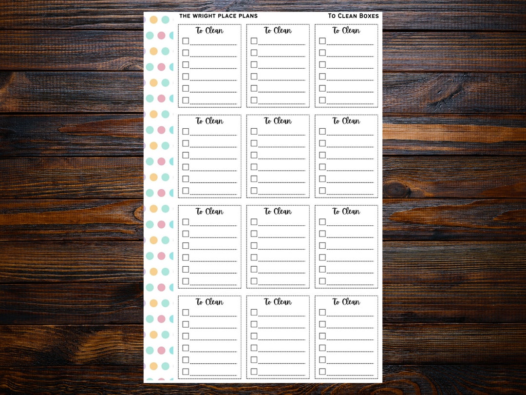 To Clean Checklist stickers Planner Stickers - Etsy