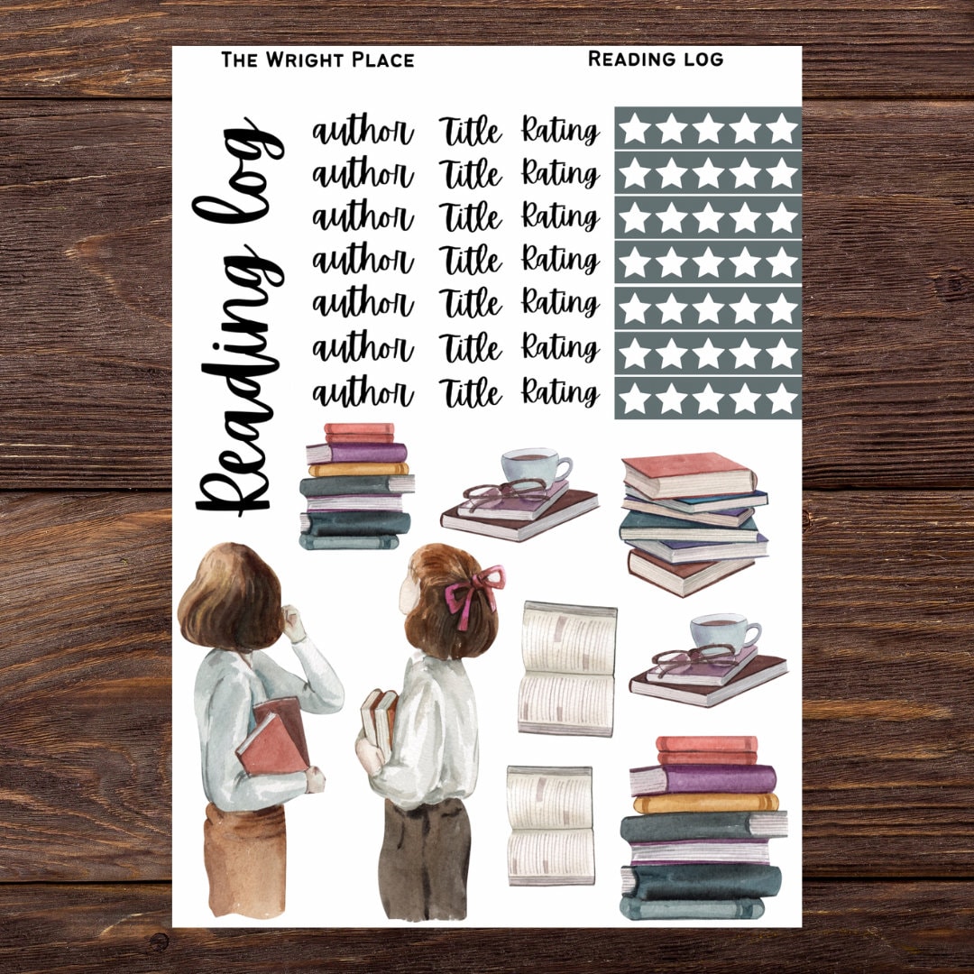 Reading Log Stickers Book Review Planners - Etsy