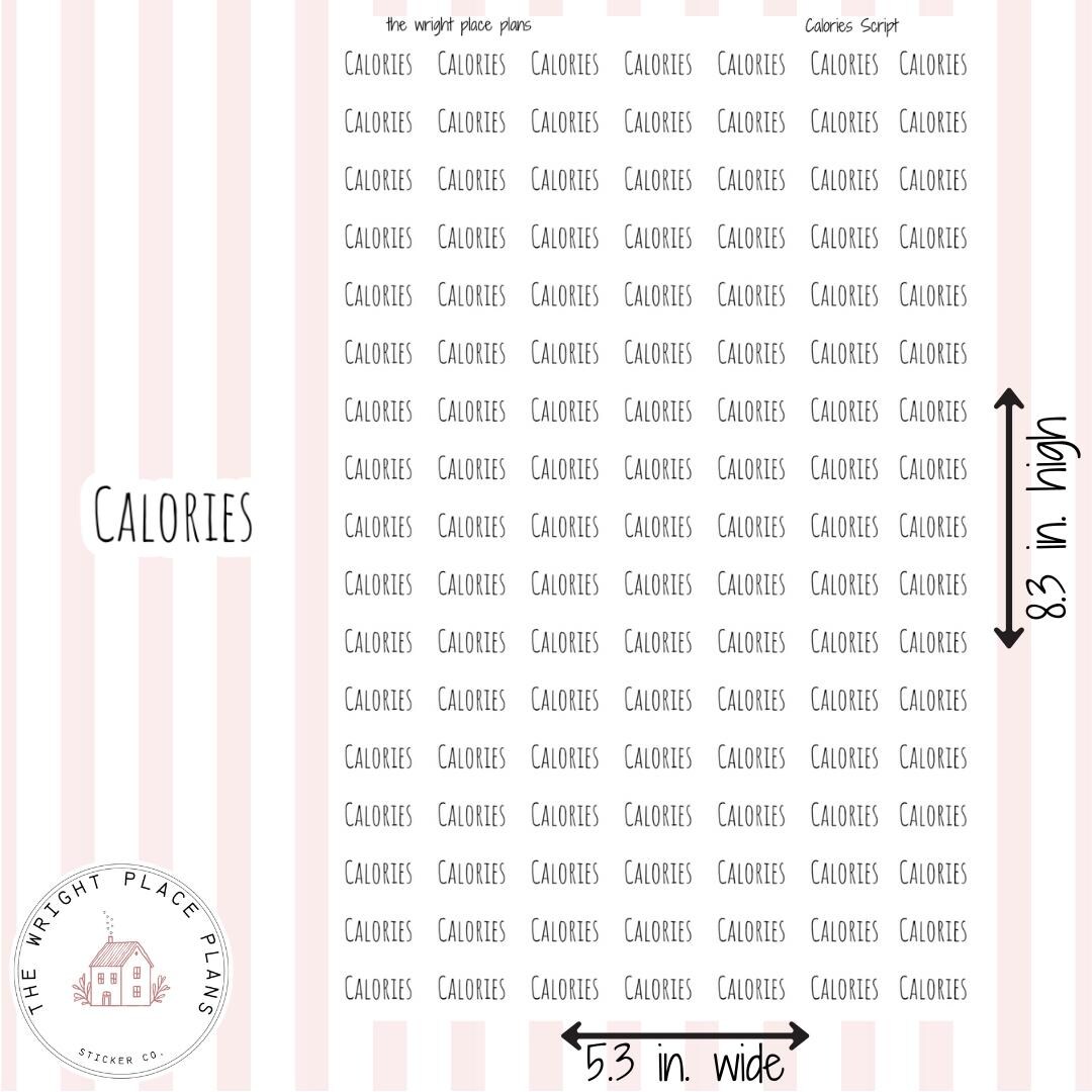 Calories Tracker Planner Stickers | Minimalist Script Label | 5.3”x8.3 ...