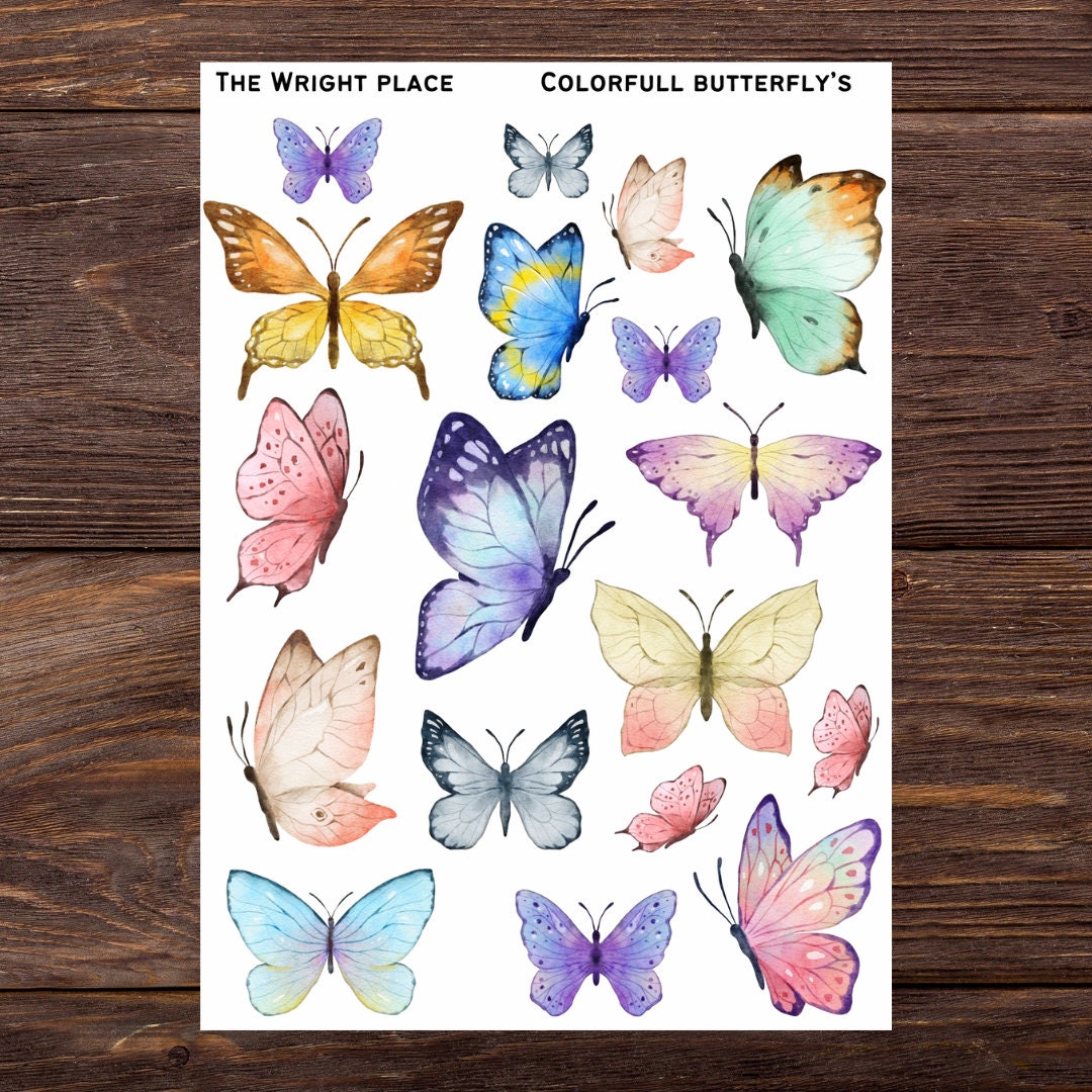Colorful Butterflies Deco Stickers Happy Planner Bullet Journal Erin ...