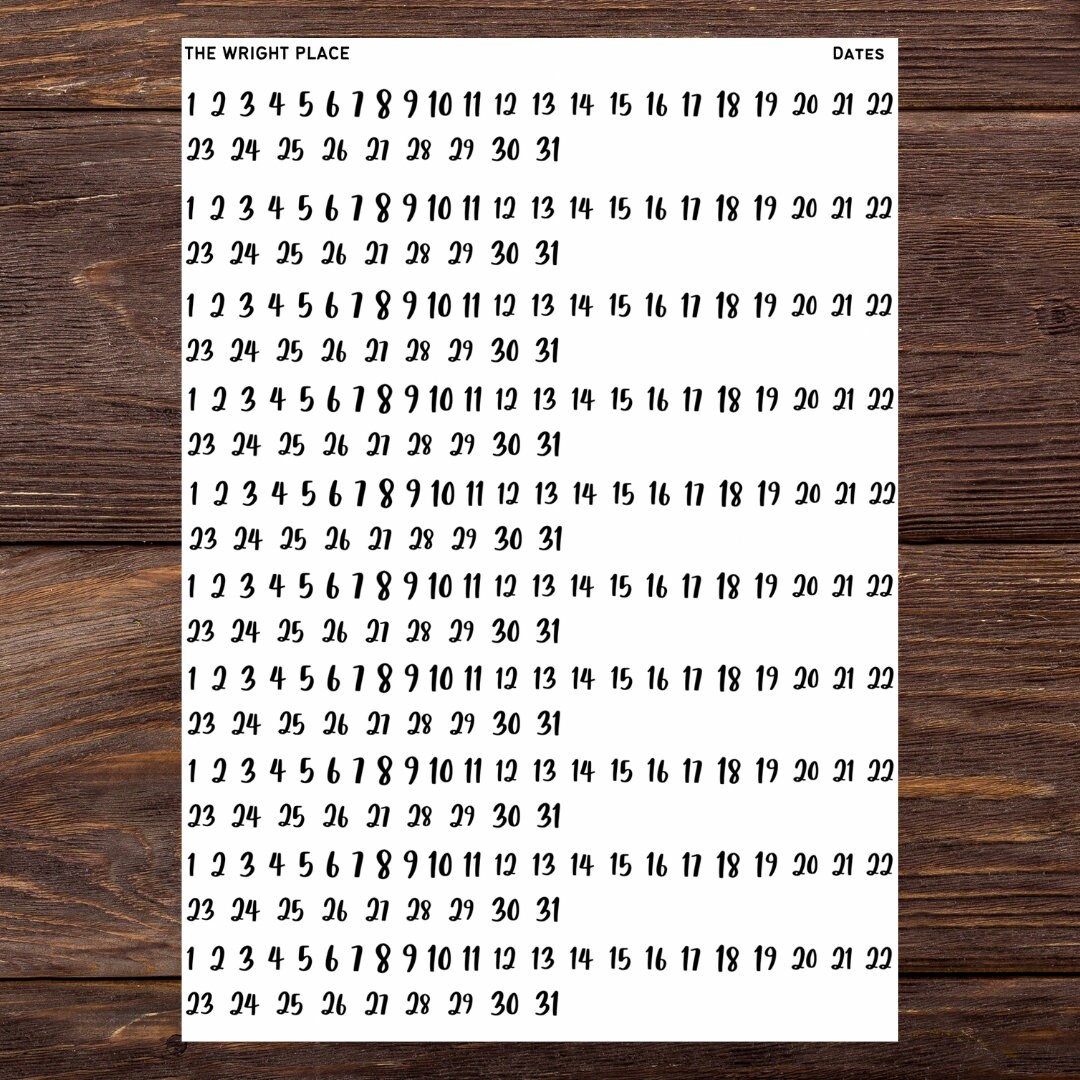 Dates | Stickers| Planner Stickers| Kiss Cut - Etsy
