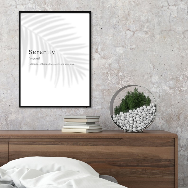 Serenity Definition Print Printable Wall Art Minimalist Digital Art ...