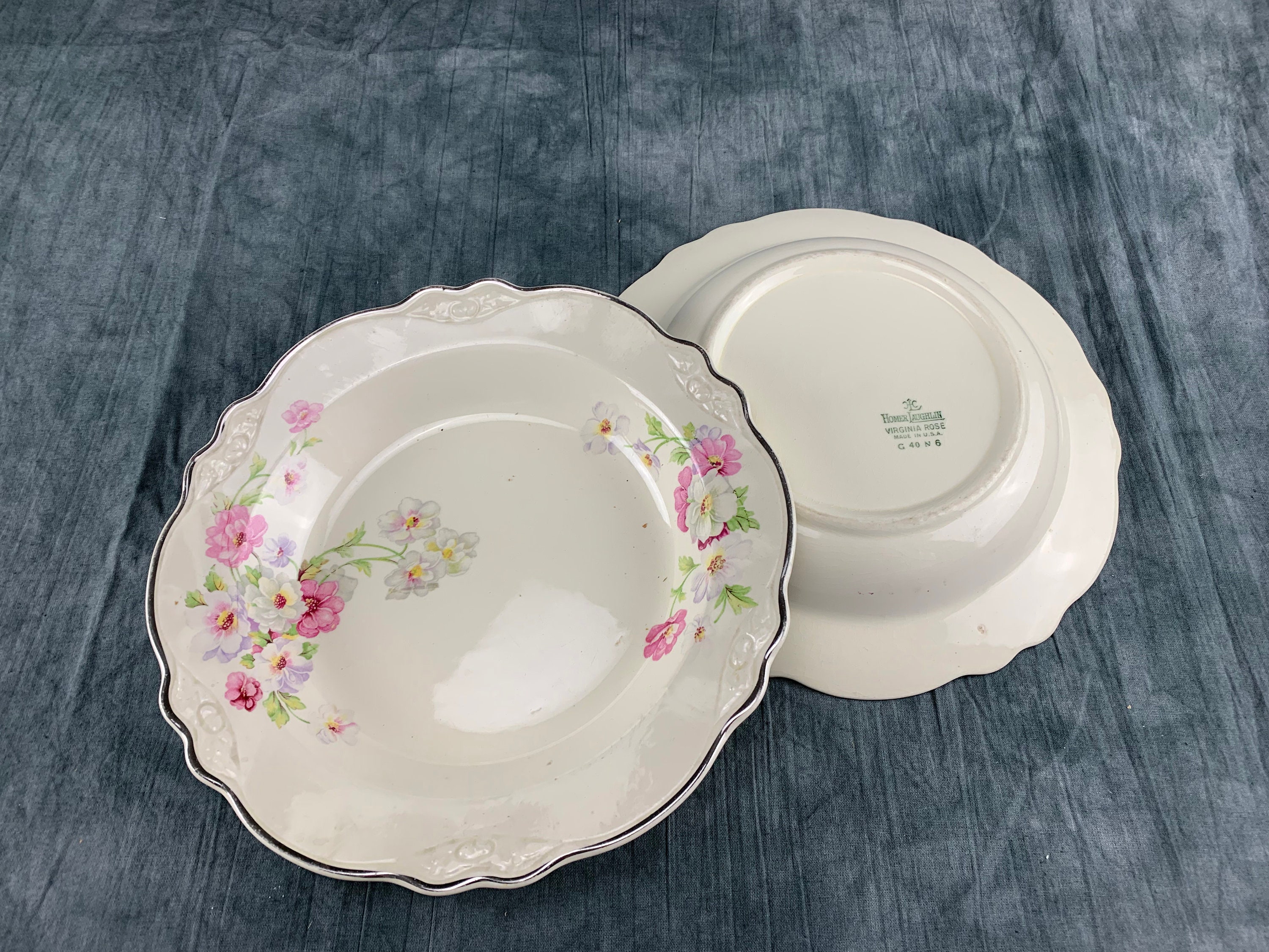 Antique Vintage Homer Laughlin Virginia Rose China with Platinum Trim ...