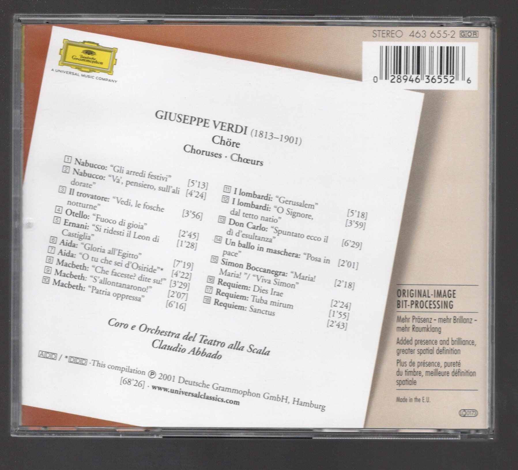 GIUSEPPE VERDI Chore Claudio Abbado, Chorus and Orchestra of the Teatro ...