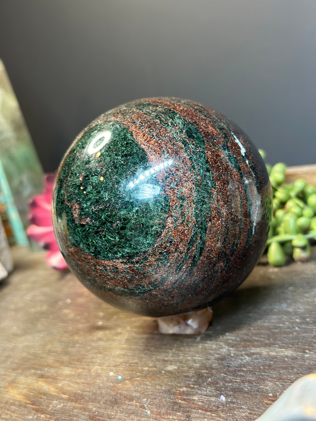 Large Red and Green Garnet Natural Crystal Sphere | 80mm Sphere ...
