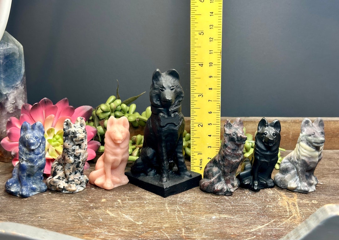 Stone Dog Carvings Crystal Shepherd Dog Crystal Husky Dog German ...