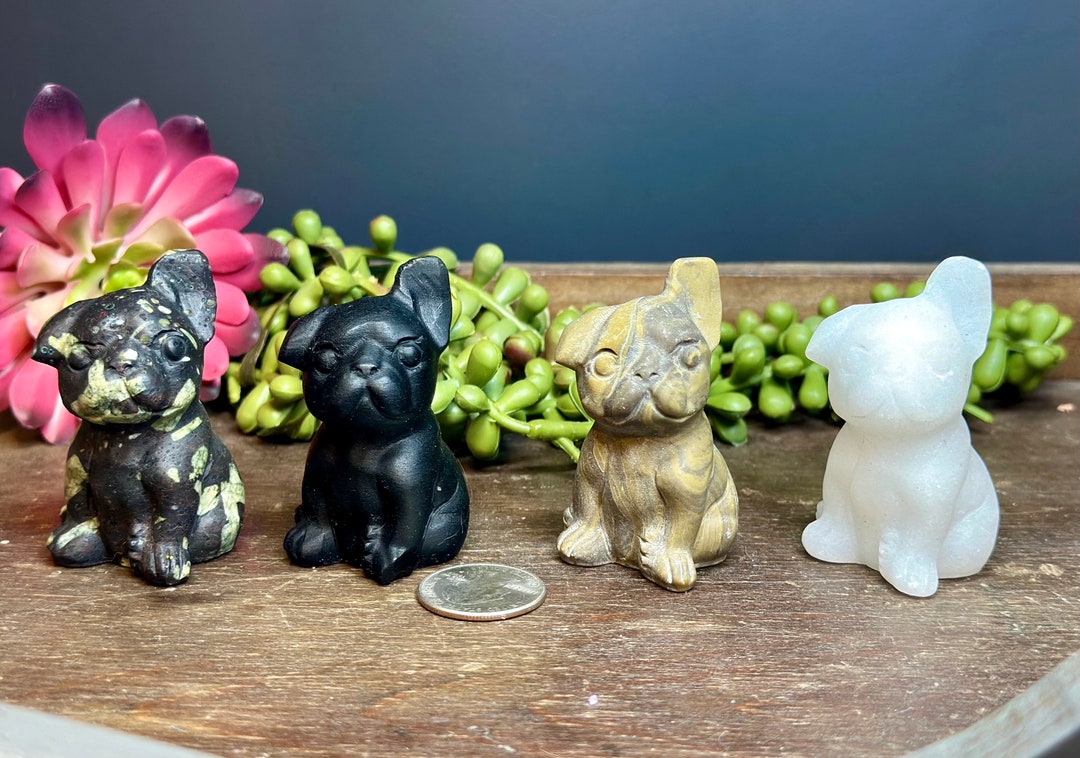 Frenchie Dog Crystal Stone Carvings | French Bulldog | Crystal Dog ...