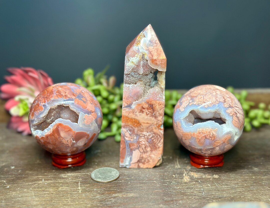 Druzy Pink Cotton Candy Agate Pink Agate Crystal Stone Tower Point ...