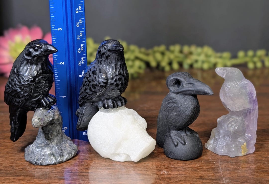 Crystal Raven / Crow Carvings | Natural Crystal Crows | Crystal Ravens ...