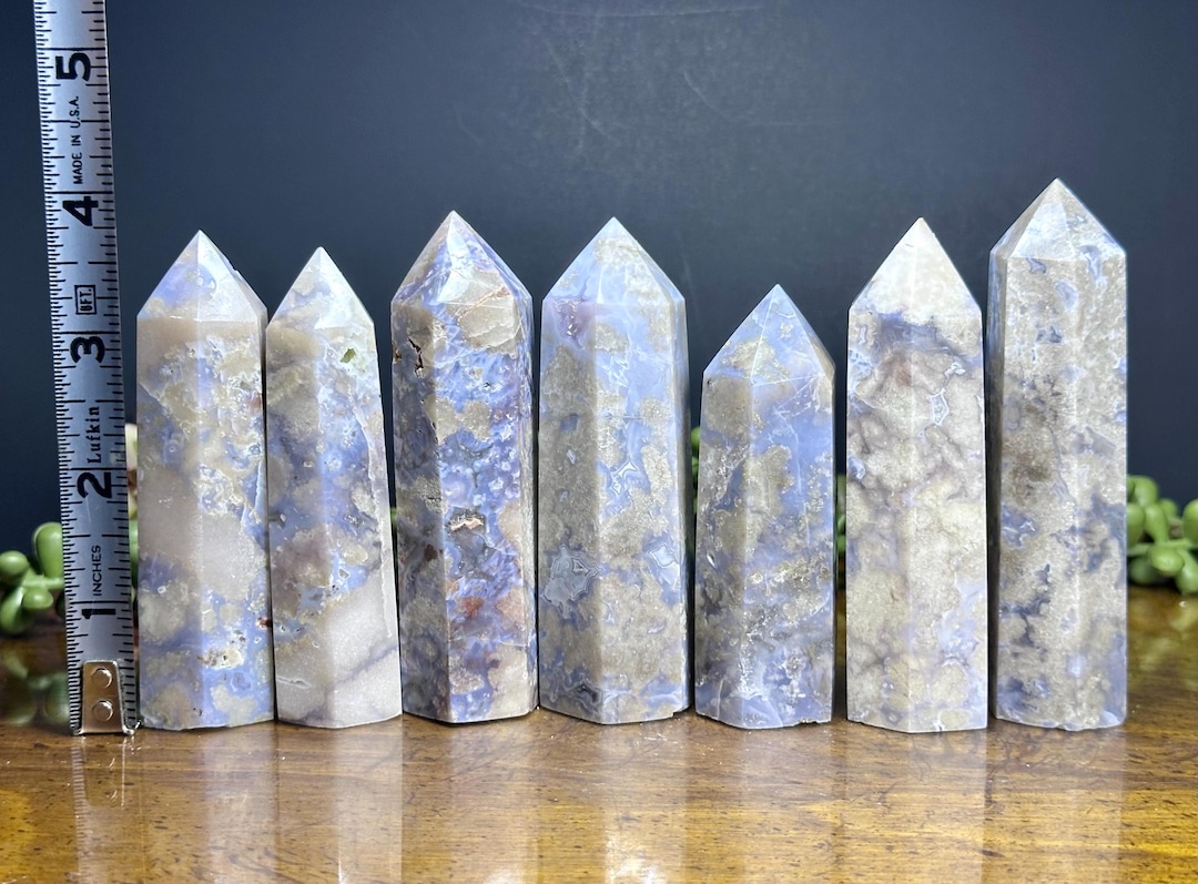 Blue Flower Agate Natural Crystal Towers | Natural Blue Flower Agate ...