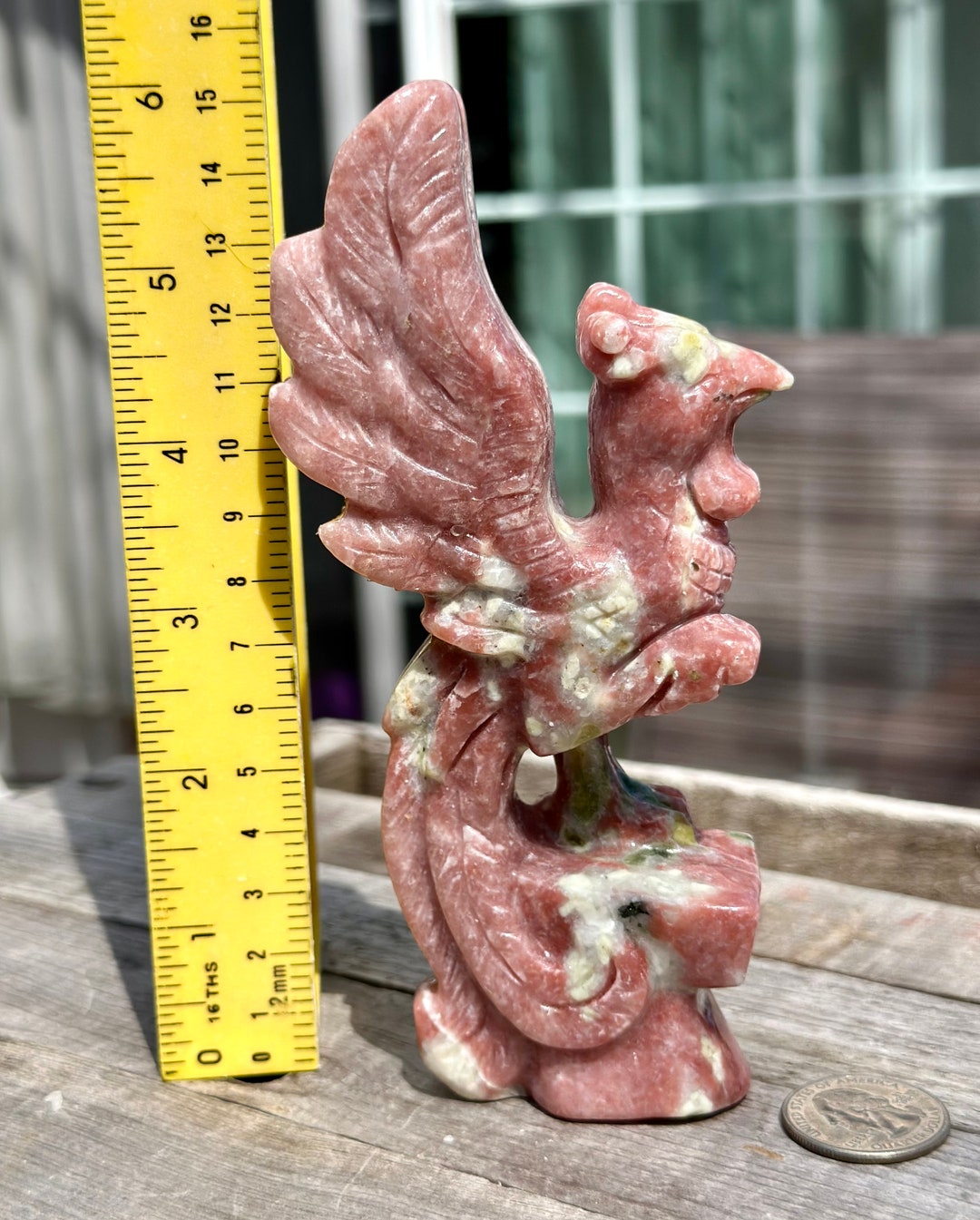 Red Aventurine W/ Serpentine Phoenix Crystal Carving | Phoenix Carving ...