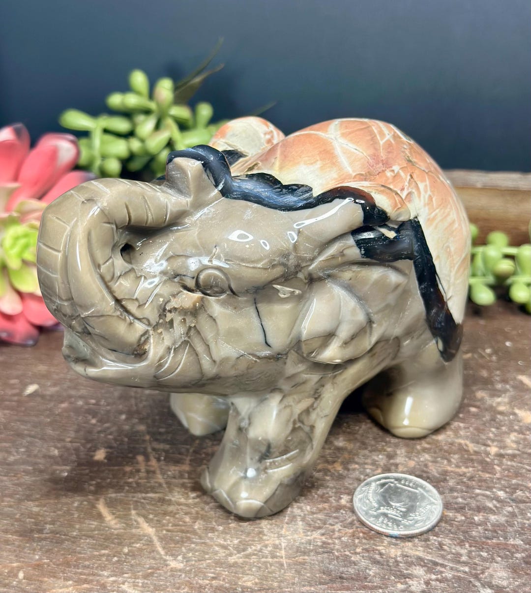 Unique Volcano Agate Natural Crystal Elephant Carving | Volcano Agate ...