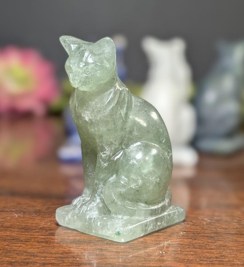 Crystal Cat Carvings | Natural Stone Cats | Cat Crystals | Cat Statue ...