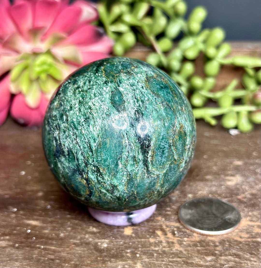 Emerald + Green Mica Natural Crystal Sphere 58mm | Emerald Crystal | Green Mica | Natural ...