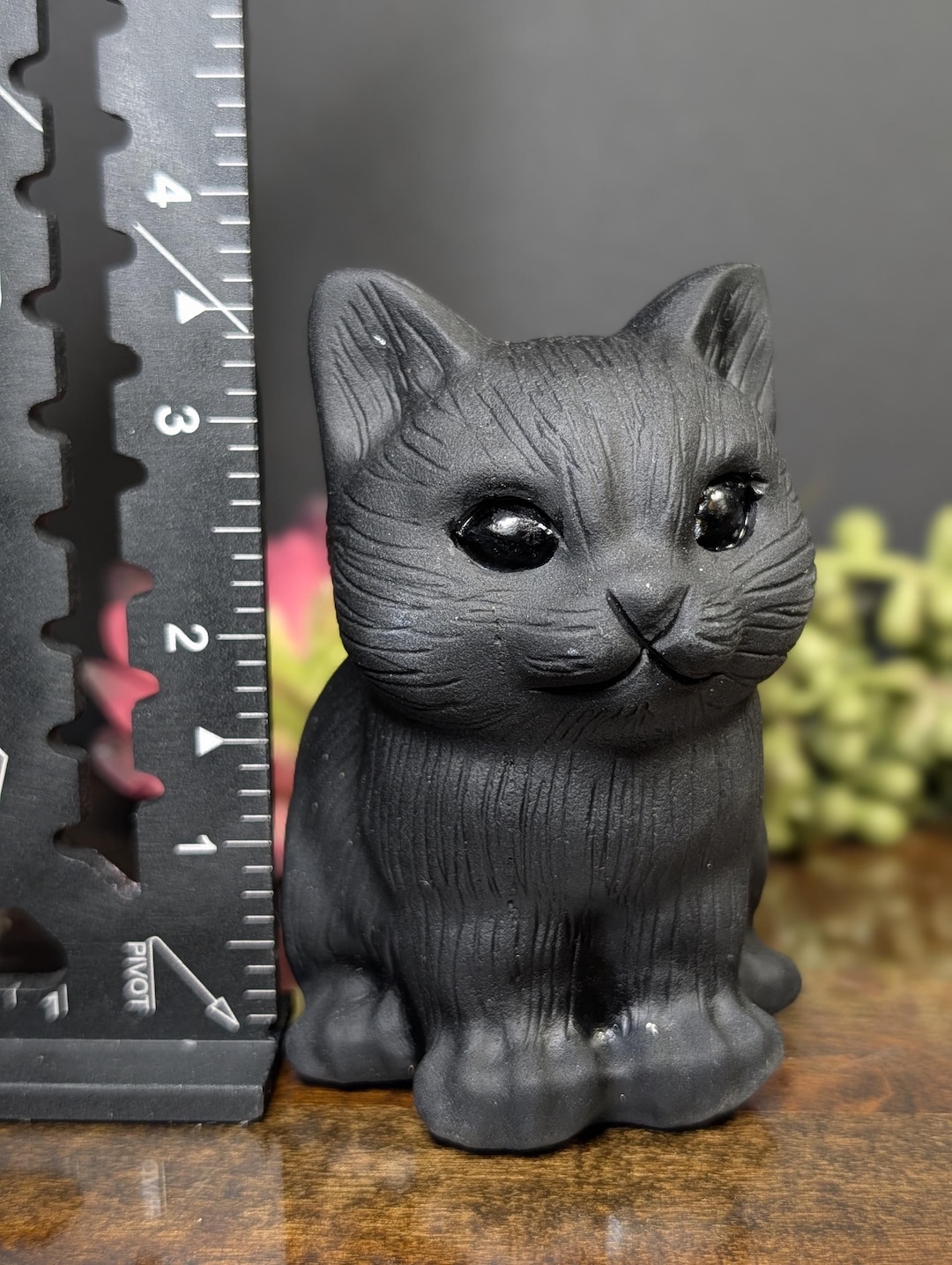 Large Size Obsidian Cat Natural Crystal Carving | Black Kitty | Black ...