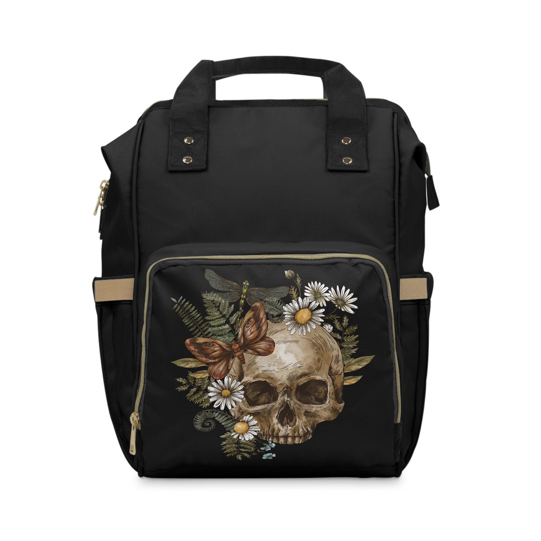Gothic Skull Diaper Backpack Skeleton Floral Tattoo Grunge Punk Anatomy ...