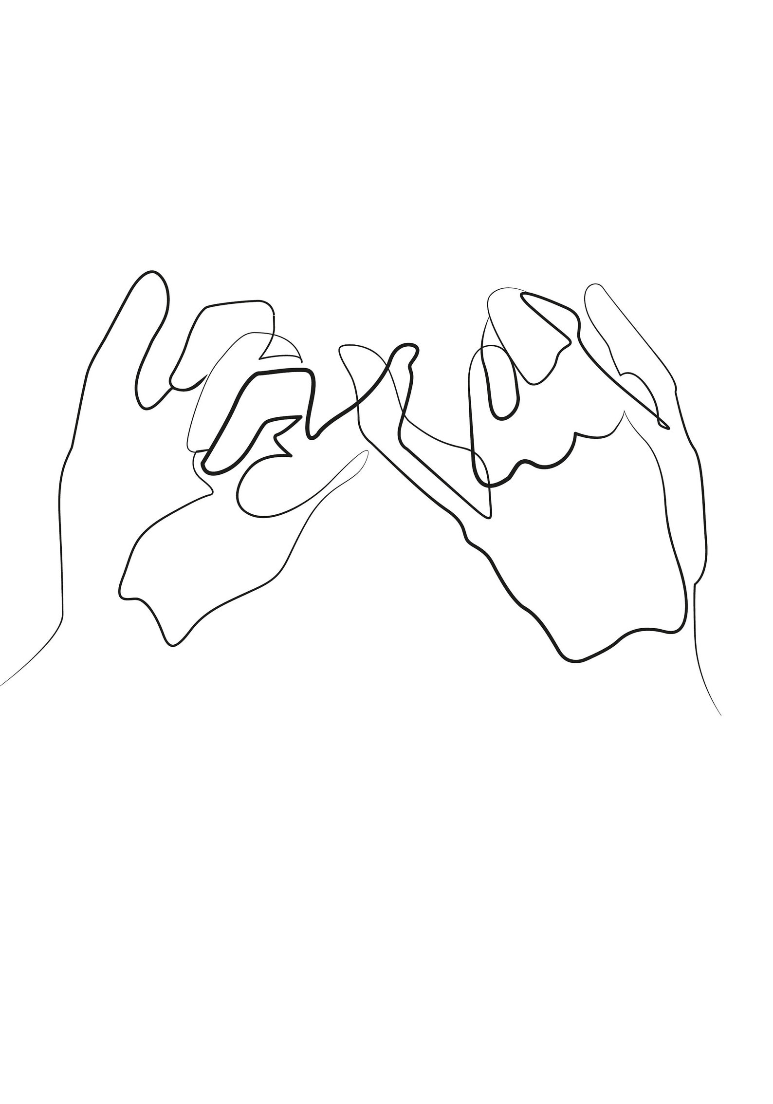 One Line Art Drawing: Pinky Promise Hands Black on White for a - Etsy