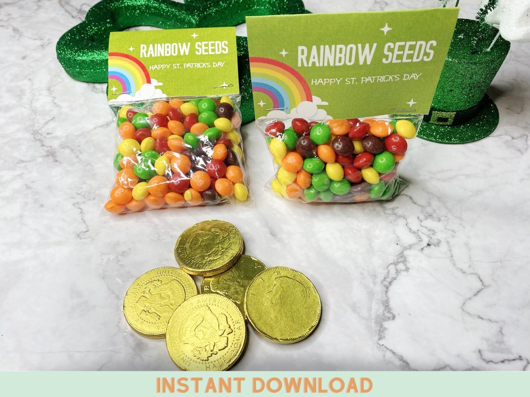 INSTANT DOWNLOAD St. Patrick's Day Rainbow Seeds Treat Bag Topper ...