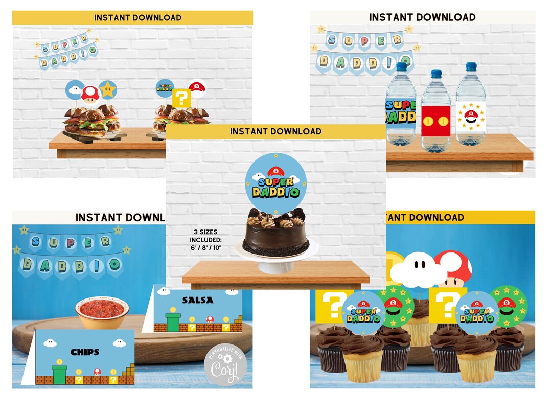 INSTANT DOWNLOAD Super Daddio Father's Day Party Bundle / Banner ...