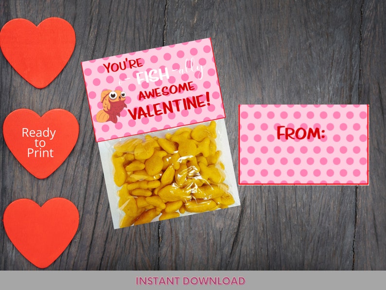 INSTANT DOWNLOAD You're O-fish-ally Awesome Valentine's Day Bag Topper ...