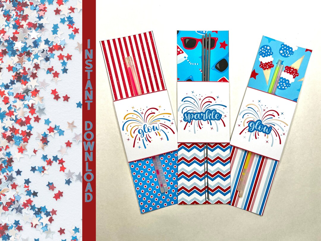 INSTANT DOWNLOAD 4th of July Fireworks Sparkler and Glow Stick Holders ...