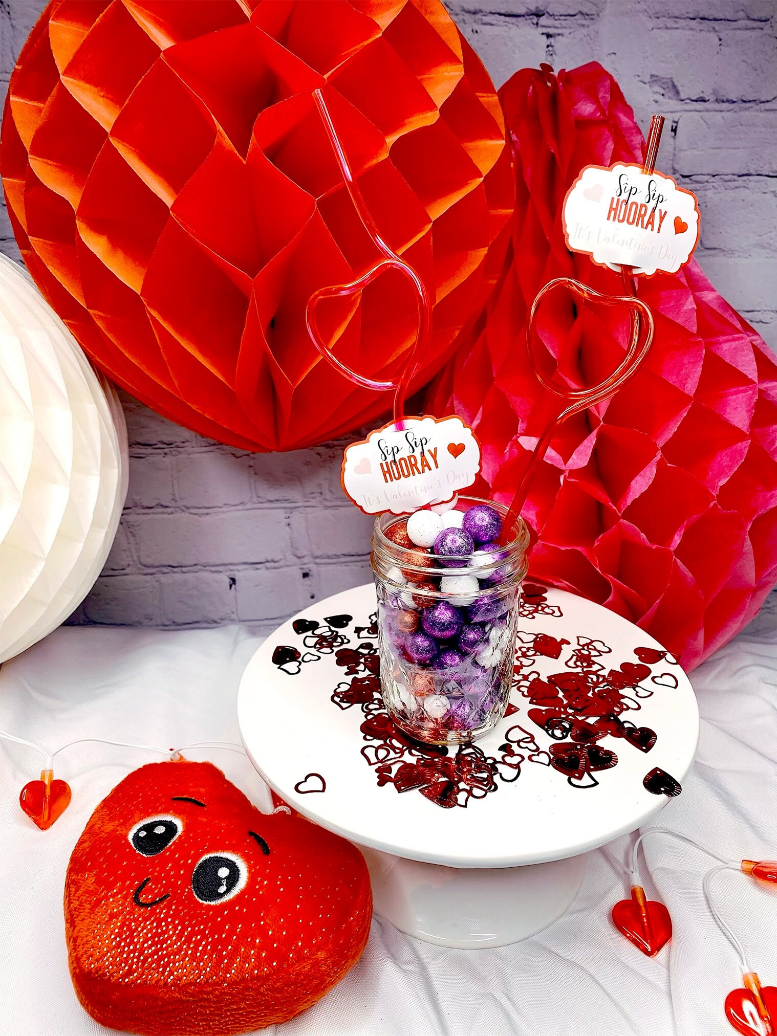 Sip-sip Hooray Valentine's Day Printable/ Silly Straw Tag / Valentine ...